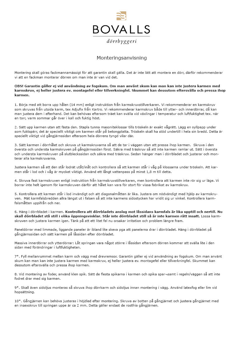 Vedlikehold & montering | Slik vedlikeholder og monterer du tredøren din